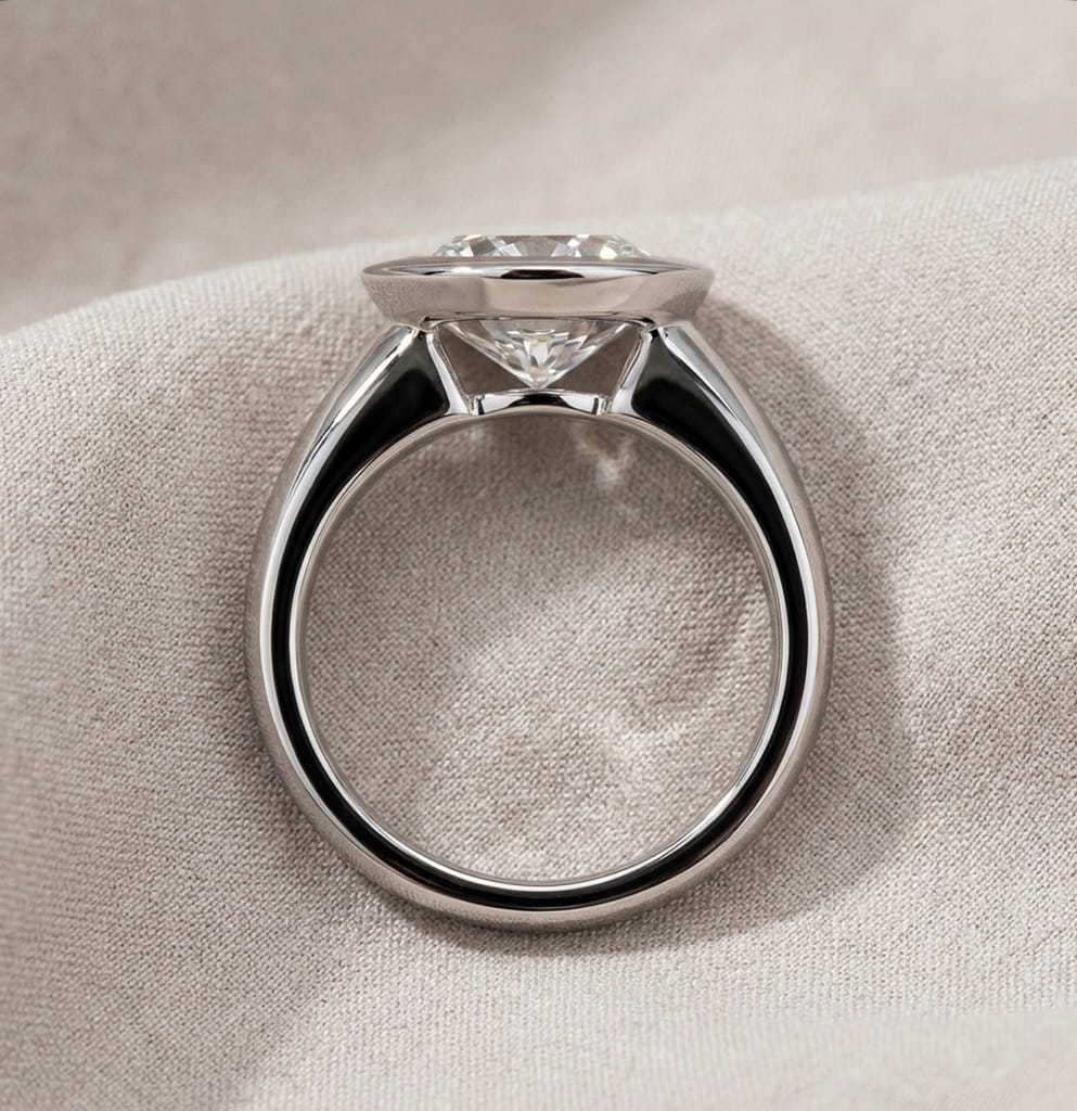 Bezel Set Round Brilliant Cut Diamond Dress Ring